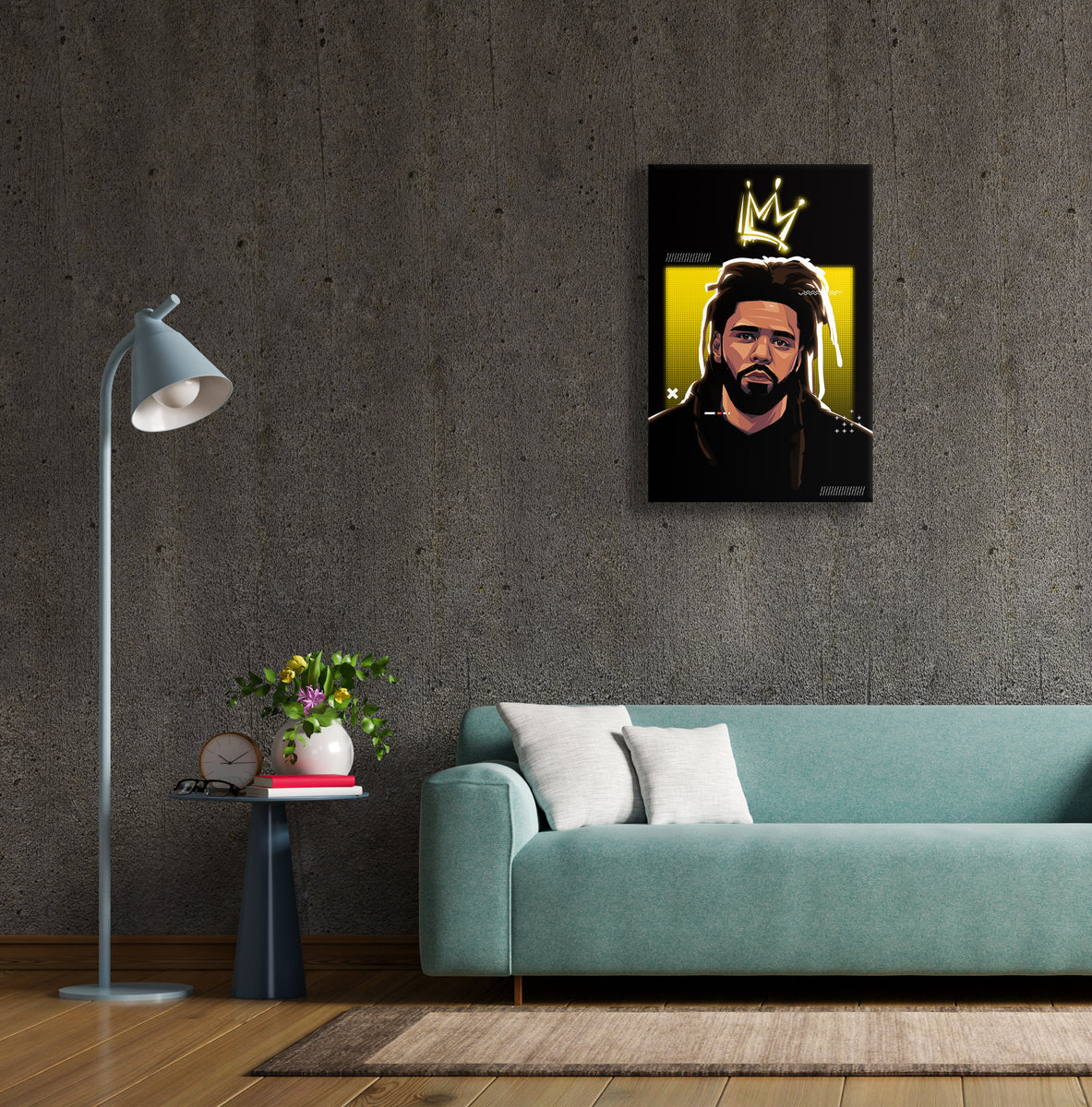 J Cole crown (yellow) Artwork Printed On Museum Quality Canvas - Art ...